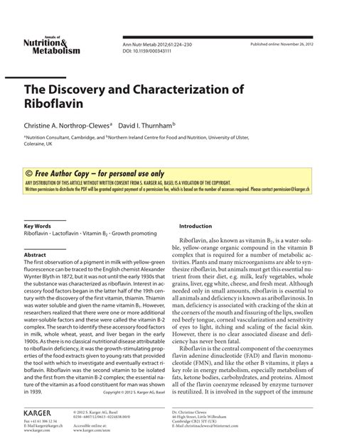 Pdf The Discovery And Characterization Of Riboflavin