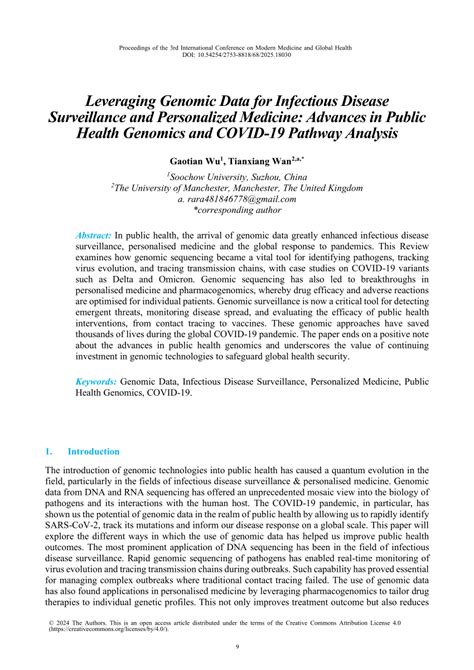 Pdf Leveraging Genomic Data For Infectious Disease Surveillance And Personalized Medicine