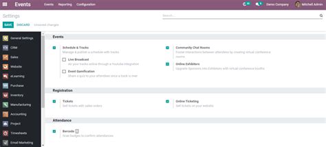Configurations Available In Odoo Events Module