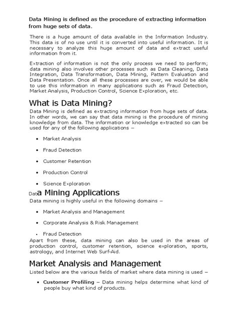 data mining is defined as the procedure of extracting information from huge sets of data pdf