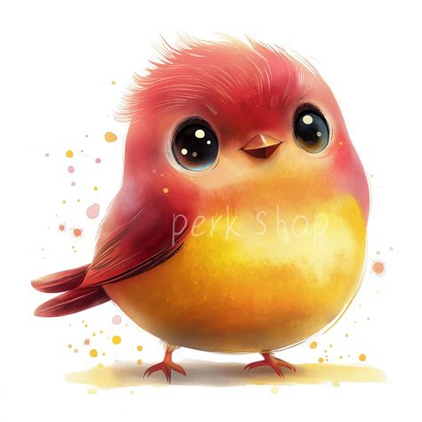 11 Whimsical Bird Cute Little Bird Watercolor Character Clipart