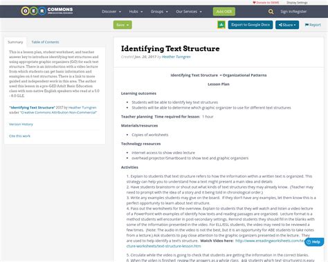 Identifying Text Structure Oer Commons