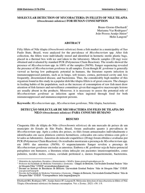 molecular detection of mycobacteria in fillets of nile tilapia oreochromis niloticus for human