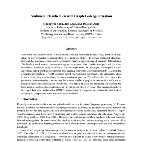 Sentiment Classification With Graph Co Regularization Acl Anthology