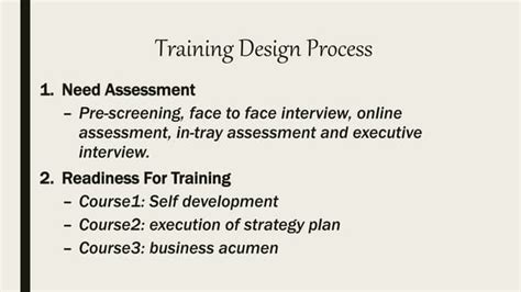 Training Design Process From A To S One Universitys Approach To