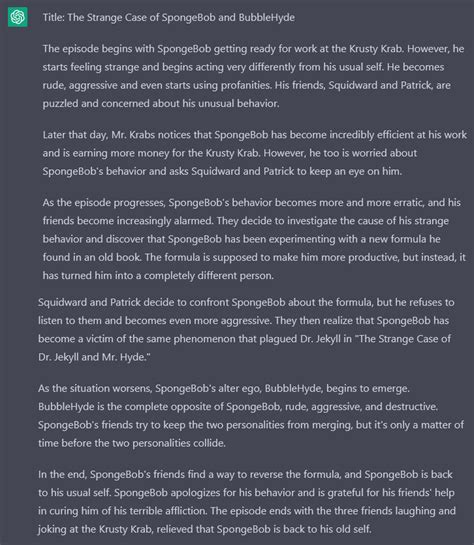 So I Asked An Ai To Write The Plot To A Spongebob Episode Based On An Old Book And R