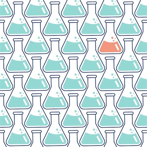 Premium Vector Seamless Pattern On The Topic Of Chemistry With Flasks Test Tubes Molecules