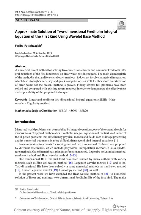 Approximate Solution Of Two Dimensional Fredholm Integral Equation Of