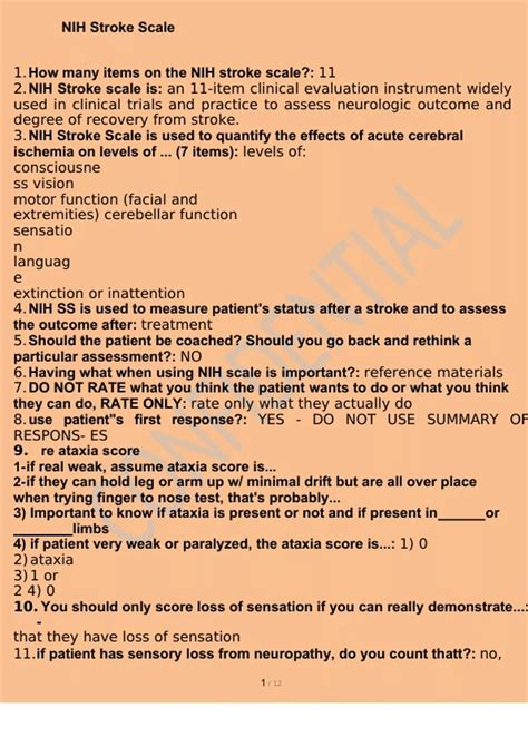 NIH Stroke Scale Questions And Answers NIH Stroke Stuvia US