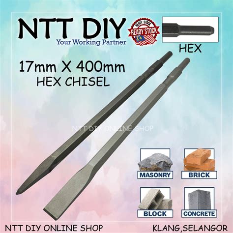 Ntt Diy 17 X 400 Hex Chisel Flat Point Chisel For Electric Rotary