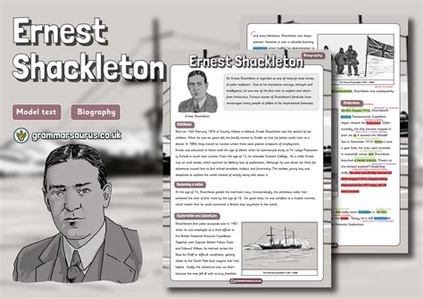 Year 4 Model Text Biography Ernest Shackleton Gbsct P4 3rd Grade And 3rd Class Grammarsaurus