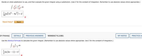 Solved ∫7x8−8x7x7−x6dx 561ln 7x8−8x7 C × Waneac7 6 2 063