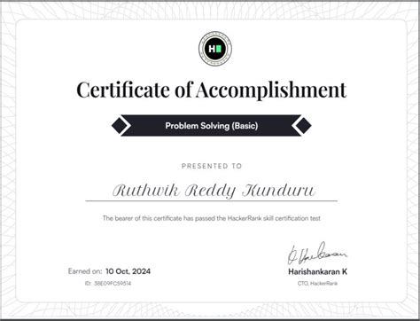 Ruthwik Reddy Kunduru On Linkedin Hackerrank Problemsolving Coding Continuouslearning