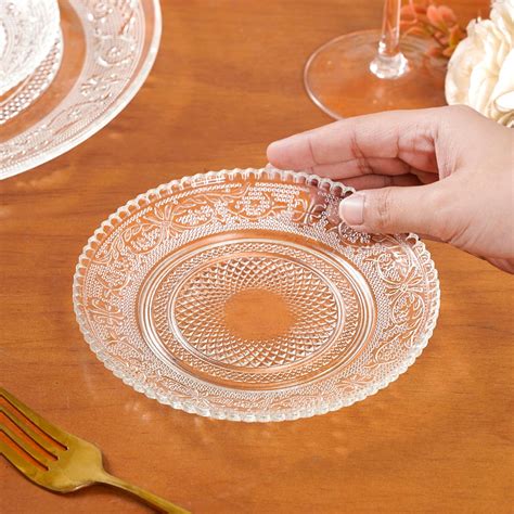 Embossed Glass Dessert Plate Set Of 6 15cm Online Premium Small Plate