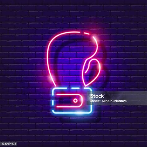 권투 장갑 네온 아이콘 권투 빛나는 기호 디자인에 대한 벡터 그림입니다 스포츠 컨셉 권투 글러브에 대한 스톡 벡터 아트 및 기타