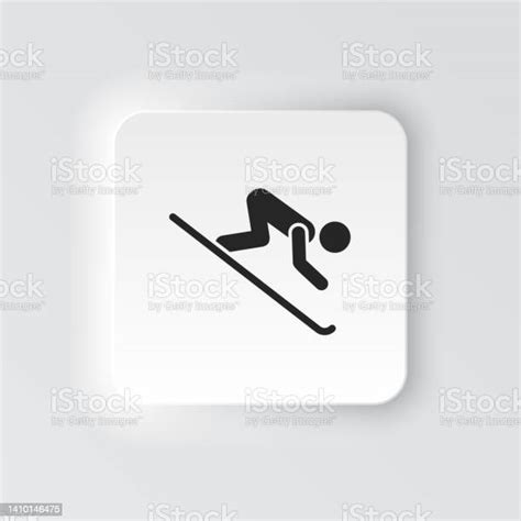 사각형 버튼 아이콘 스키 실루엣 단추 배너 동형 스타일에 응용 프로그램 일러스트레이션을 위한 사각형 배지 인터페이스 개념에 대한 스톡 벡터 아트 및 기타 이미지 Istock