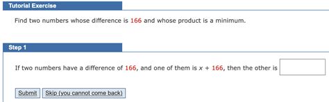 Solved Tutorial Exercise Find Two Numbers Whose Difference Chegg Com
