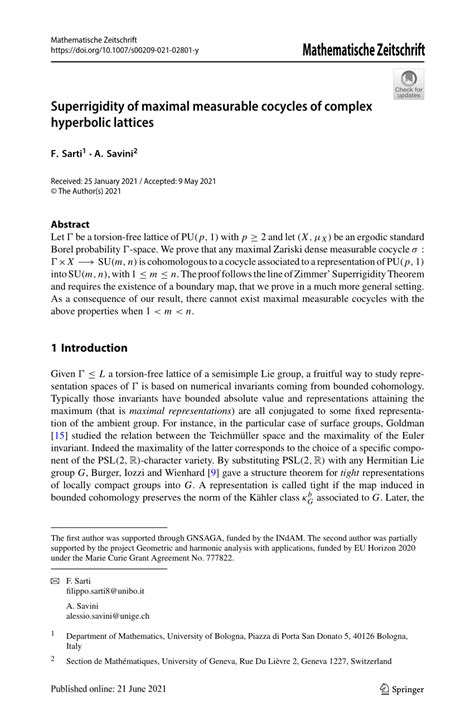 Pdf Superrigidity Of Maximal Measurable Cocycles Of Complex Hyperbolic Lattices