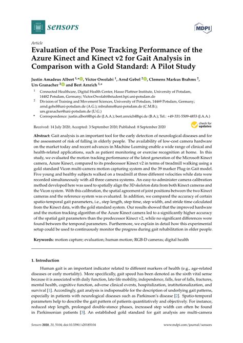 Evaluation Of The Pose Tracking Performance Of The Azure Kinect And Kinect V2 For Gait Analysis