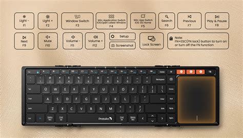 Xk01 Tp Foldable Bluetooth Keyboard With Touchpad Protoarc