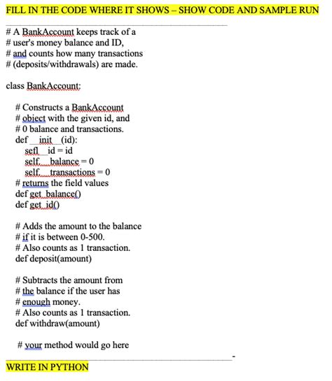 Solved Using Writing Python Langauge And Fill In The Code