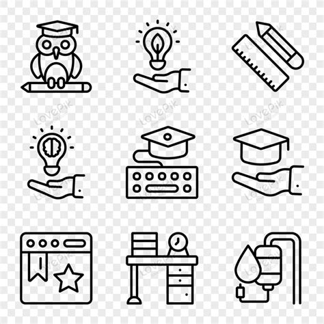 교육 및 연구 선형 아이콘 벡터 팩 Png 일러스트 무료 다운로드 Lovepik