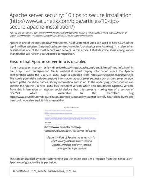 10 Tips To Ensure Apache Server Security Pdf Apache Server Web Server