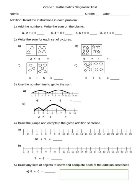Mathematics Diagnostic Test Grade 1 Pdf