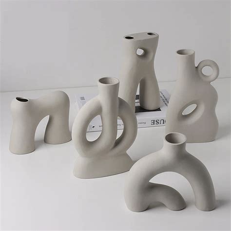 북유럽 크리 에이 티브 세라믹 꽃병 공기 말린 꽃 냄비 수경 용기 홈 인테리어 액세서리 사무실 인테리어 장식 선물꽃병 Aliexpress