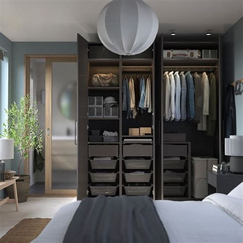 Pax Forsand Wardrobe Combination Dark Greydark Grey 200x60x236 Cm