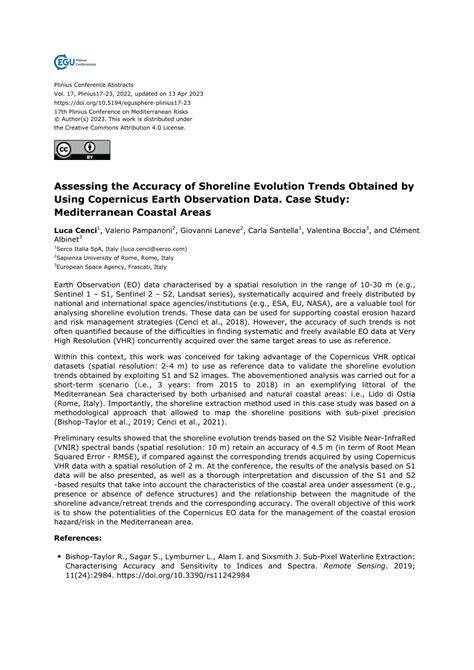Pdf Assessing The Accuracy Of Shoreline Evolution Trends Obtained By Using Copernicus Earth