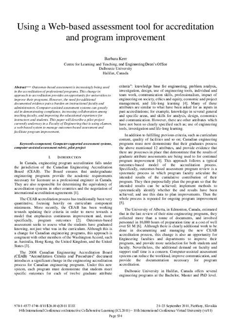 pdf using a web based assessment tool for accreditation and program