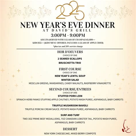 New Years Eve Dinner Red Hawk Golf And Resort