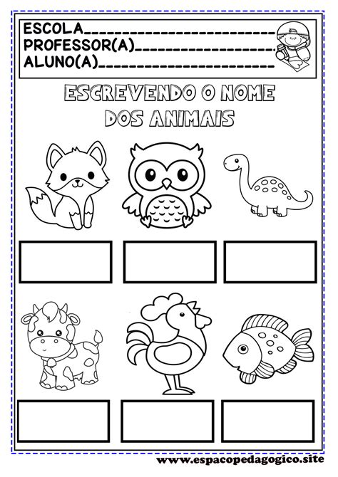 Atividades De AlfabetizaÇÃo Escrever O Nome Dos Animais EspaÇo PedagÓgico