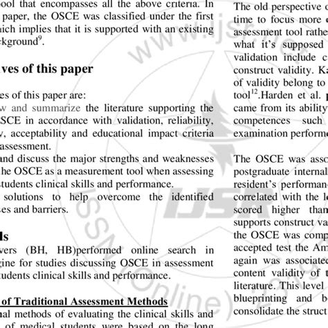 PDF OSCE Assessment For Medical Babe Clinical Skills And Performance Are We Doing It The