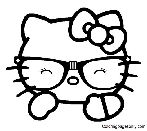 Hello Kitty With Glasses Drawings