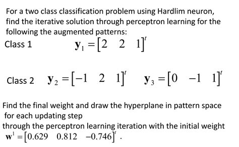 Solved For A Two Class Classification Problem Using Hardlim