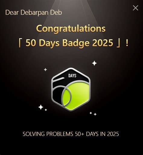 Celebrating My 50 Days Badge On Leetcode 🥳 Im Excited To Share That Today Ive Earned The 50