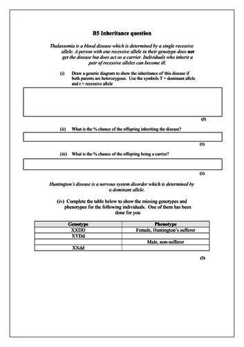 Aqa Gcse Biology Unit B6 Inheritance Variation And Evolution Revision Teaching Resources