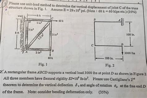 Solved Please Use Unit Load Method To Determine The Vertical