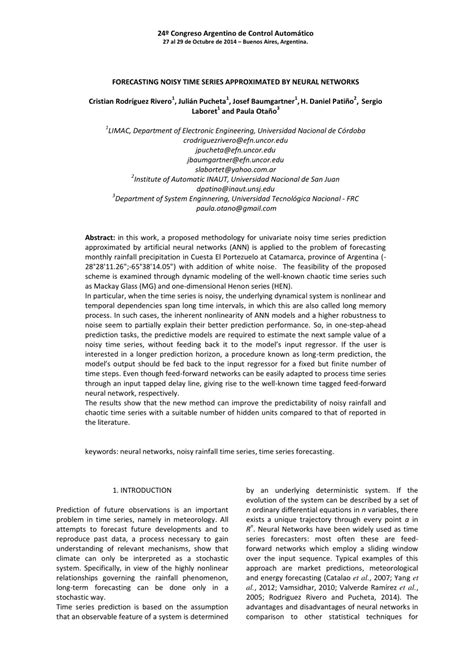 Pdf Forecasting Noisy Time Series Approximated By Neural Networks