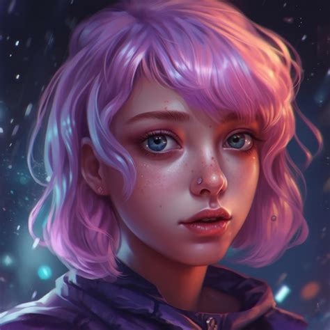 Premium Ai Image A Girl With Pink Hair And A Hoodie That Saysthe
