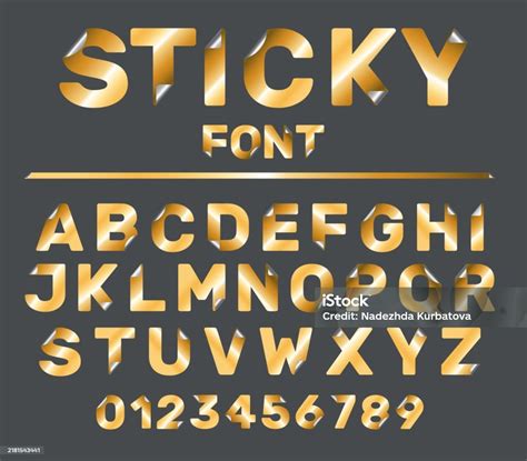 구부러진 모서리가 있는 황금색 글꼴입니다 호일 스티커 알파벳 반짝이는 둥근 접착 문자와 숫자 Abc 필링 금속 효과가 있는 종이 대문자 기호입니다 벡터 알파벳순 아이콘 세트