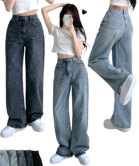 자스민벨 인생데님🖤기장선택~xl 올데이 하이웨스트 캣브러쉬 워싱 데님 와이드 팬츠 바지 키작녀 키큰녀 빅사이즈 청바지