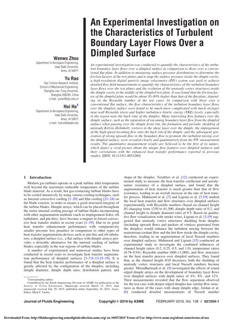 Pdf An Experimental Investigation On The Characteristics Of Turbulent Boundary Layer Flows