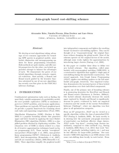 Pdf Join Graph Based Cost Shifting Schemes