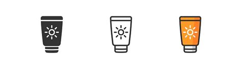 밝은 배경에 자외선 차단제 튜브 아이콘입니다 선크림 병 기호입니다 Spf 보호 자외선 자외선 차단제 햇볕에 탐 윤곽선 평면 및