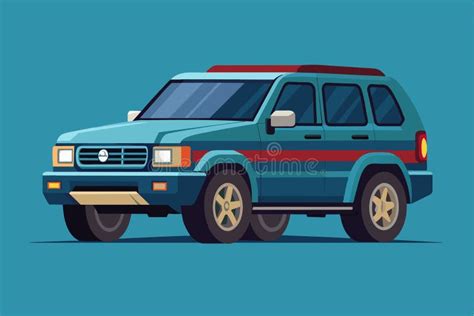 A Semi Flat Illustration Of A Customizable Suv Designed In Bright Colors Set Against A Blue