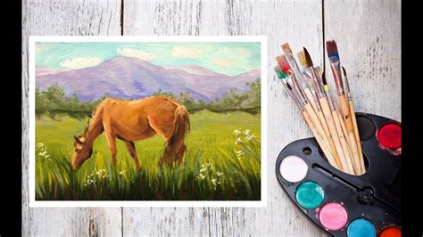 Как нарисовать лошадь Пишем картину маслом Лошадь на лугу Dari Art Youtube