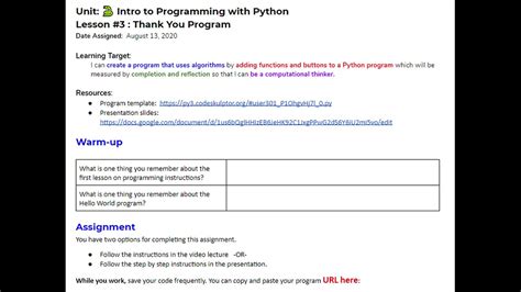 Python Lesson 3 Intro Youtube